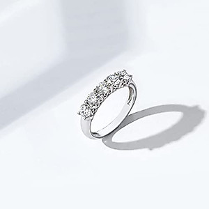 Amazon Essentials Platinum-Plated Sterling Silver Round-Cut 5-Stone Ring made with Infinite Elements Cubic Zirconia (1.25 cttw), Size 6 (previously Amazon Collection)