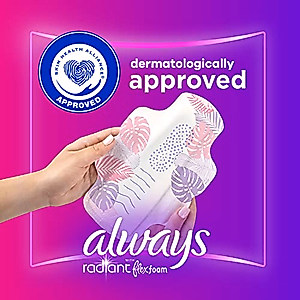Always Radiant Feminine Pads for Women, Size 2 Heavy, with wings, scented, 36 count