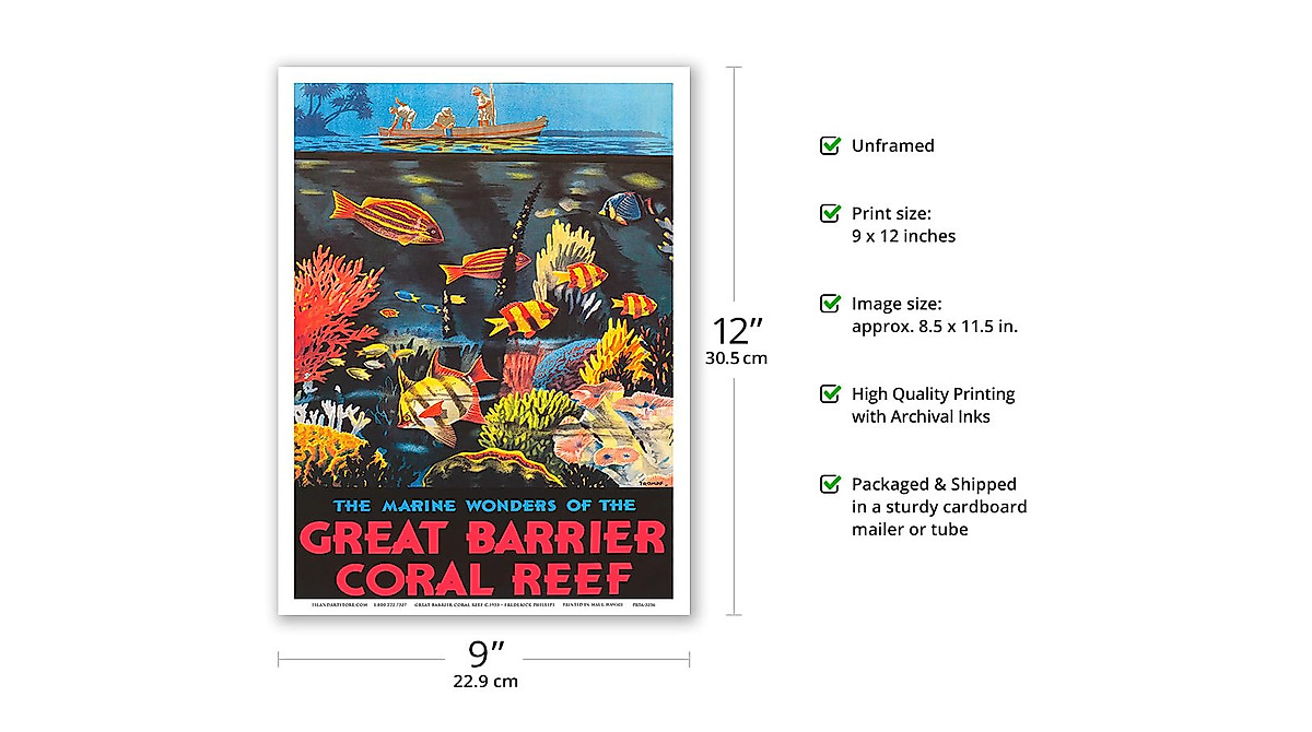 Queensland Coral Reef Vintage Travel Poster Art Print