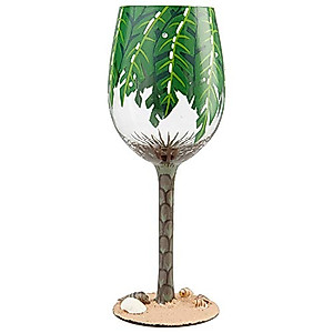 Enesco Designs by Lolita Palm Tree Artisan Wine Glass, 1 Count (Pack of 1), Multicolor