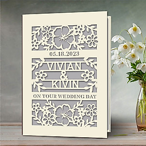 EDSG Personalized Wedding Card for Lover Couples Wedding Greeting Card Gifts Wedding Memory Keepsake Greeting Card for Girl Women Wife Her Anniversary Card for 65th 16th with Envelopes(Gray)