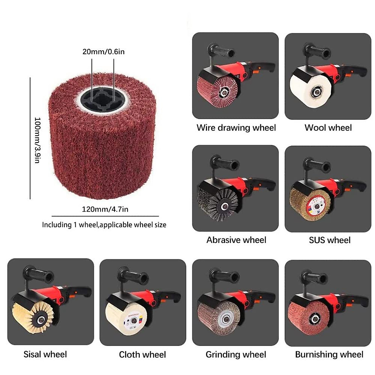 HaTur Electric Burnishing Polishing Machine Handheld Wheel Polisher Sander Wire Drawing Machine for Stainless Steel Metal Wood, 110V 1400W, 8 Speed Adjustable