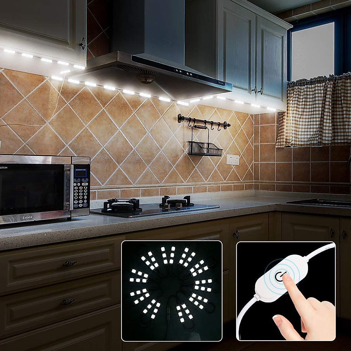 10ft 60 LED Under Cabinet Lighting Kit for Kitchen,Cupboard,Showcase,2400lm,6000K White