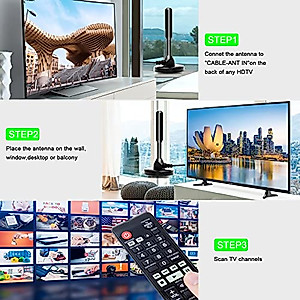 ZETECH TV Antenna for Smart TV Without Cable Amplified Digital HD Antenna for TV Indoor Outdoor 250+ Miles Long Range with 16.5ft Coax Cable Amplifier Signal Booster for Fire TV Stick