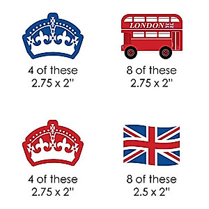 Big Dot of Happiness Cheerio, London - Paper Straw Decor - British UK Party Striped Decorative Straws - Set of 24