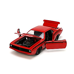Jada Toys Big Time Muscle 1:24 1973 Plymouth Barracuda Die-cast Car Red/Black, Toys for Kids and Adults