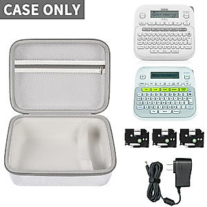 GWCASE Case Compatible with Brother P-Touch PTD220 210 Home/Office Everyday Label Maker, Storage Holder Carrying Organizer for Label Tapes, AC Adapter, Charging Cables (Box Only) - White