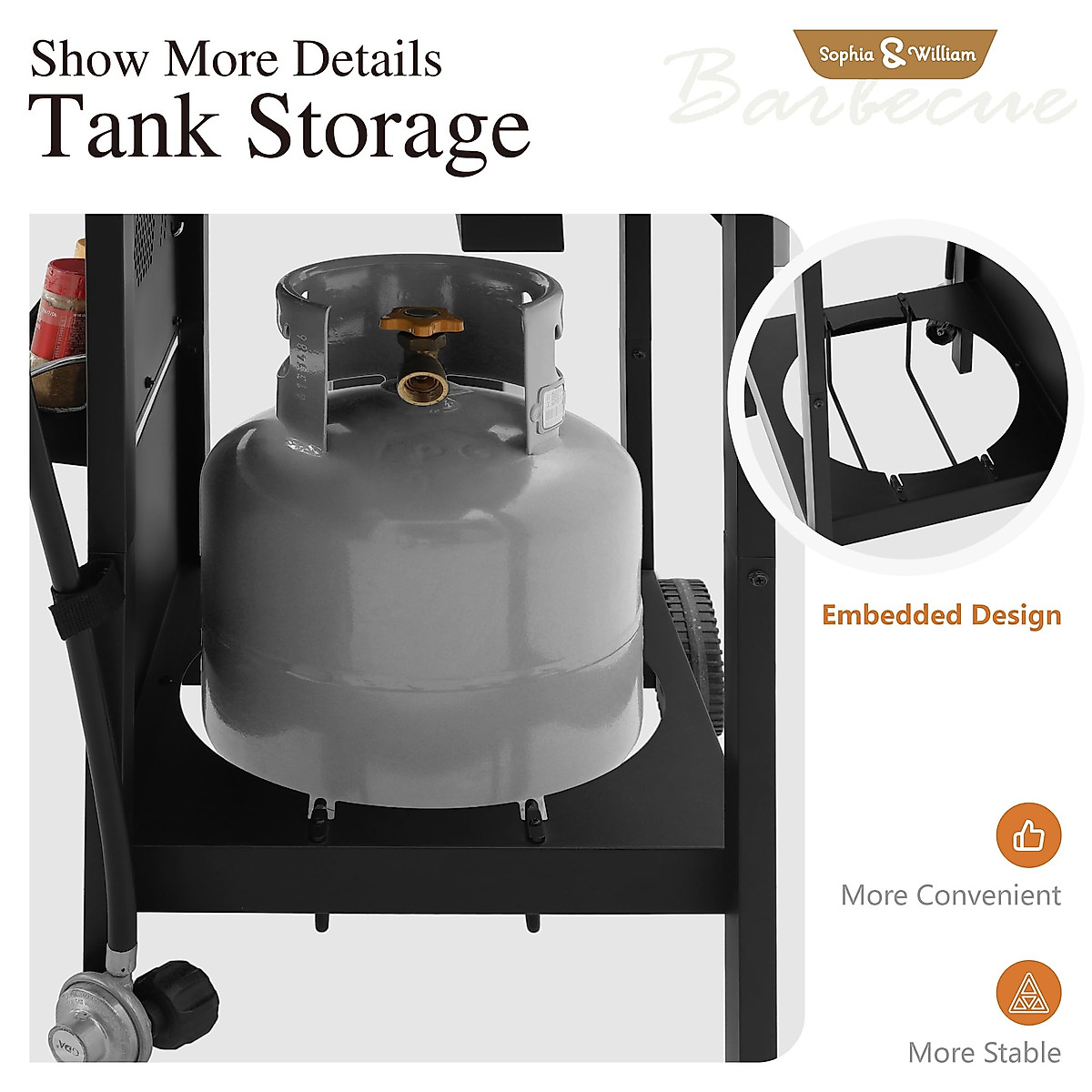 Sophia & William 2-Burner Gas BBQ Grill With Flat Top, Small Outdoor Propane Barbecue Grill with Side Shelves,Lid and Hose & Regulator for Camping, 20,000 BTU,Black