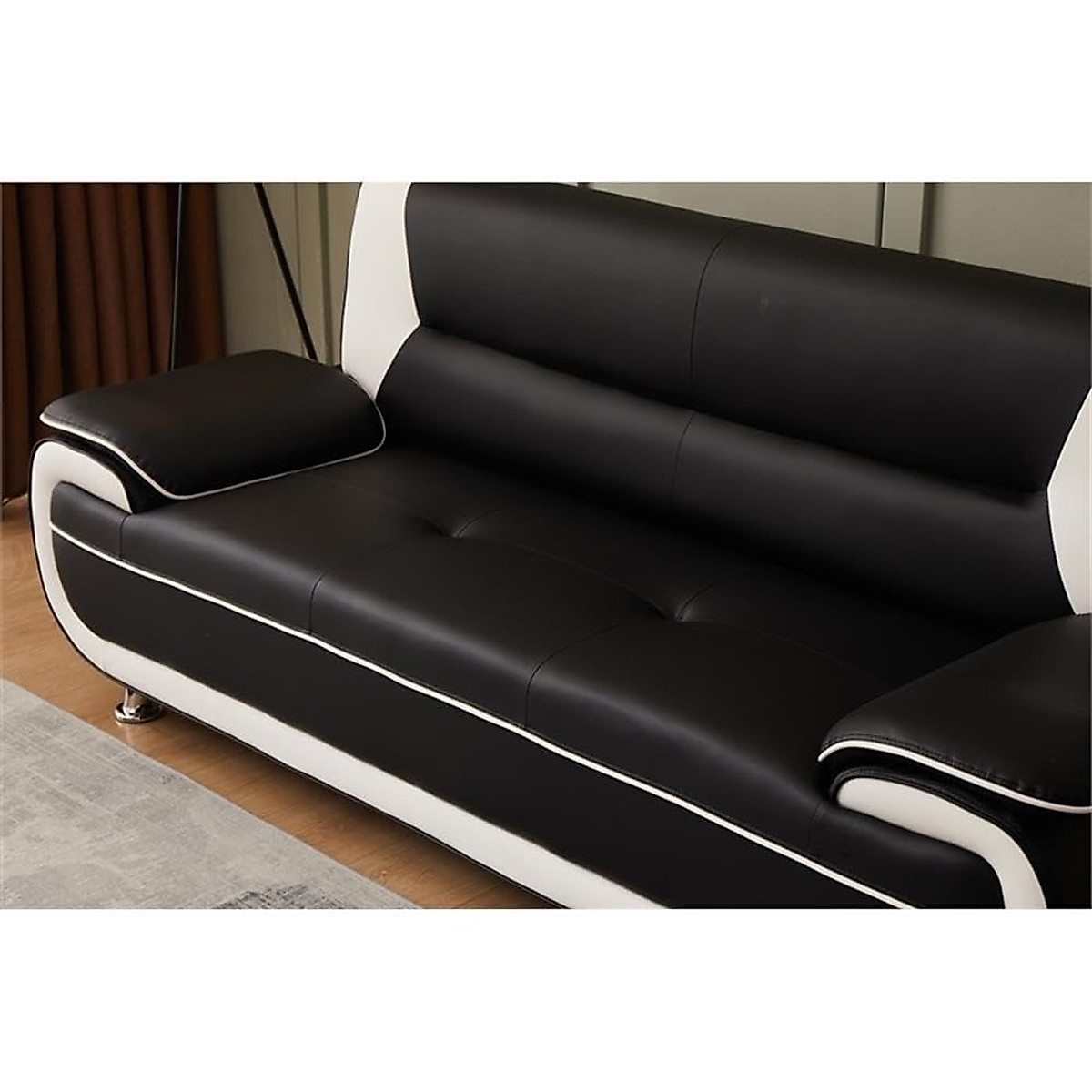 Kingway Furniture Lilian Faux Leather Livingroom Sofa in Blackwhite