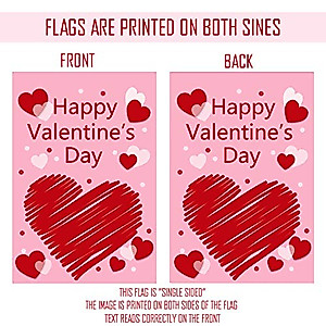 Happy Valentine Garden Flag Double Sided 12 X 18 Inch, Valentines Day Decorations for Garden Valentines Day Party Supplies