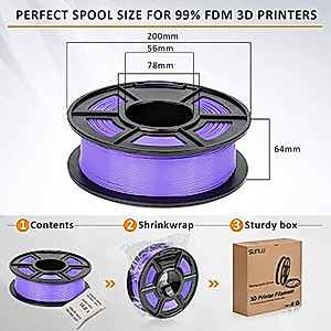 SUNLU PLA 3D Printer Filament, PLA Filament 1.75 mm Dimensional Accuracy +/- 0.02 mm, 1 KG Spool, PLA White+Purple