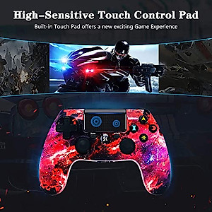 Wireless Controller for PS4,Galaxy Nebula Design High Performance Double Vibration Controller Compatible with Playstation 4 /Pro/Slim/PC with Sensitive Touch Pad,Audio Function, Mini LED Indicator
