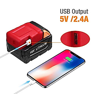 LORDONE Replacement for M18 Battery with USB Charger Adapter,Compatible with Milwaukee 18V Adapter for 49-24-2371 M18 Power Tools Battery Charger Adapter