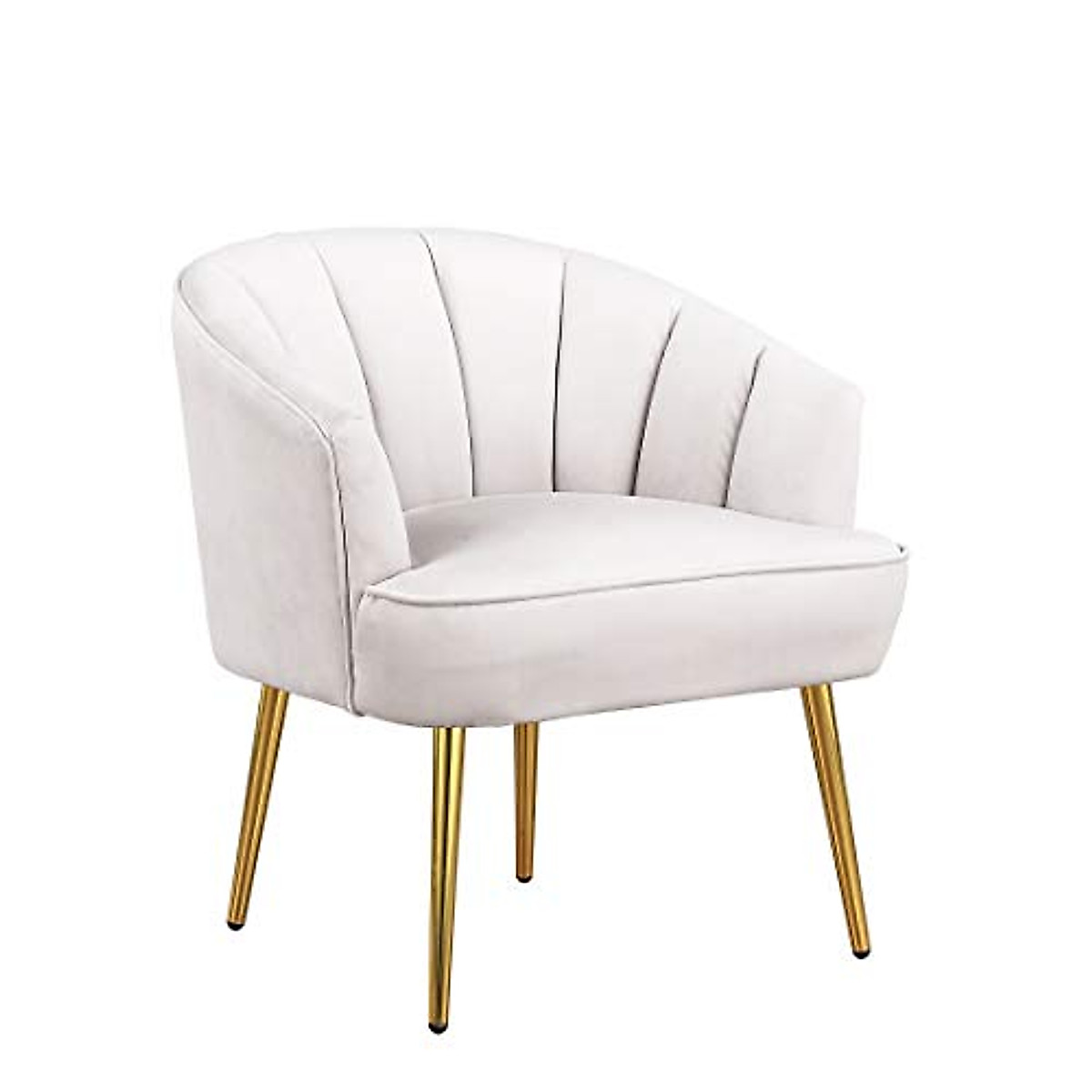 Morden Fort Velvet Barrel Club Chair Accent Armchair with Golden Legs for Living Room Bedroom Home Office Conner, White