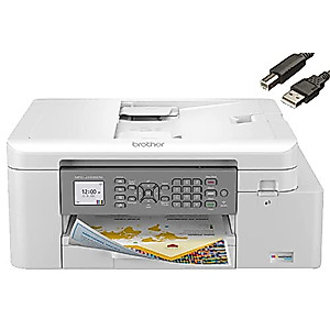Brother MFC-J4335DW INKvestment Tank All-in-One Color Inkjet Printer, Print Scan Copy Fax, Auto 2-Sided Printing, Wireless Printing, 4800 x 1200 dpi, White - Bundle with JAWFOAL Printer Cable