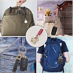 Daemson Microfiber Leather Car Keychain, Bling Diamond Keychains for Women, Universal Car Key Fob Holder with 360 Degree Rotatable, Anti-Lost D-Ring, 2 Keyrings and 1 Screwdriver (Red)