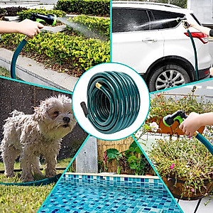 Worth Leader Short Garden Hose 3/4 in. x 5 ft. -Heavy Duty,Durable,Lightweight,Male to Female Fittings -No Kink Leakproof PVC Flexible Water Pipe -Brass Aluminum Ends for Household & Commercial -Green