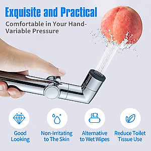 JONKEAN Muslim Shower, Water Pressure Control Toilet Bidet Sprayer, Multi-Function Diaper Sprayer for Toilet, Hand Held Bidet Set Sprayer with Hose, Bracket and T-Valve (Chrome)