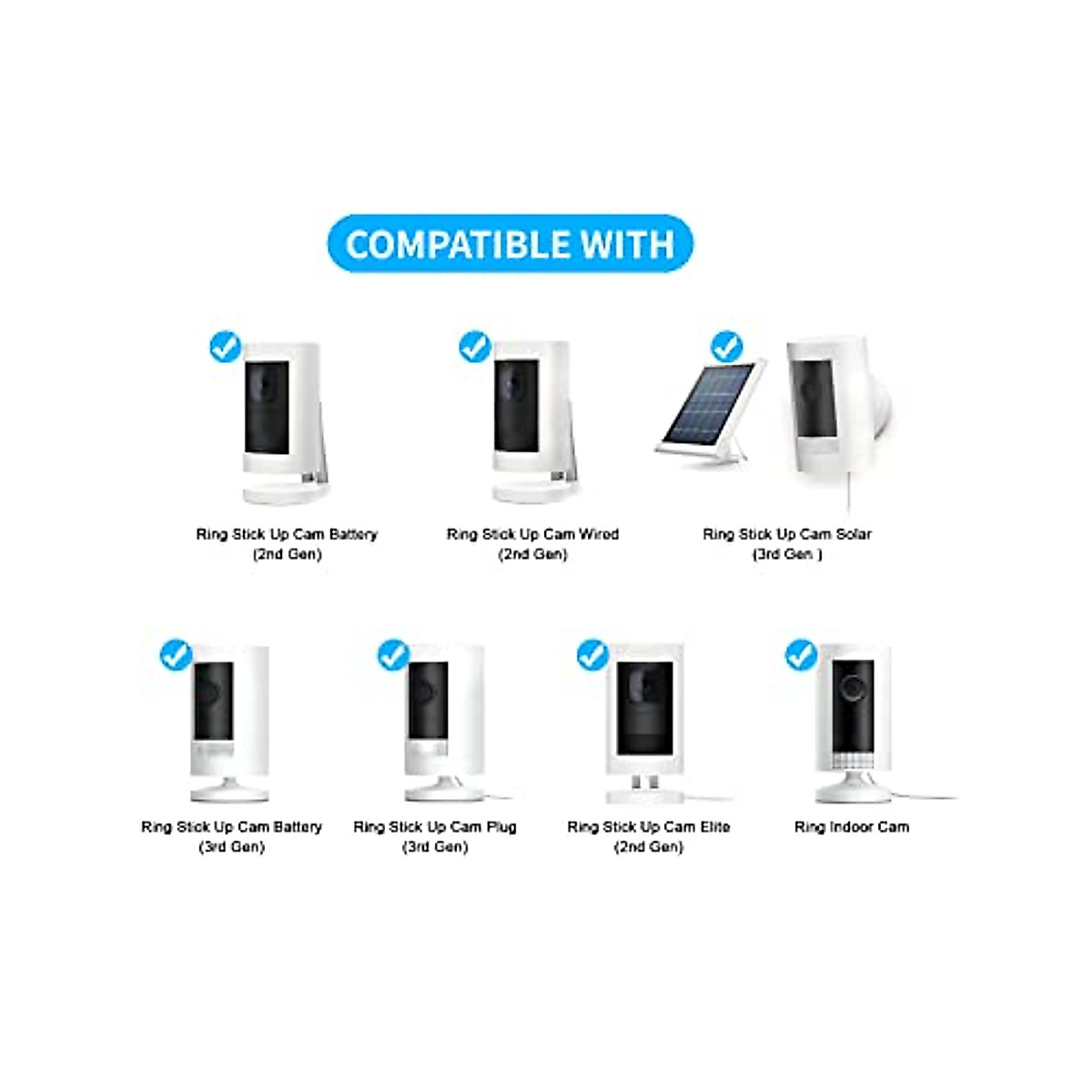 3 Pack Adhesive Wall Mount for Ring Camera&Stick Up Cam Battery&Indoor Cam,360 Degree Adjustable Mounting Bracket,Ceiling Mount Kit for Ring Plug-in HD Security Cam Without Drilling