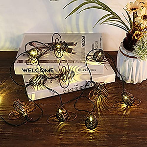 Solar Powered Bee String Lights Outdoor, Solar String Lights, 20 Lights 49inch 2 Modes IP44 Waterproof Simulation Bees Sting Lights, Decorative Lights for Outdoor Wedding Homes Gardens