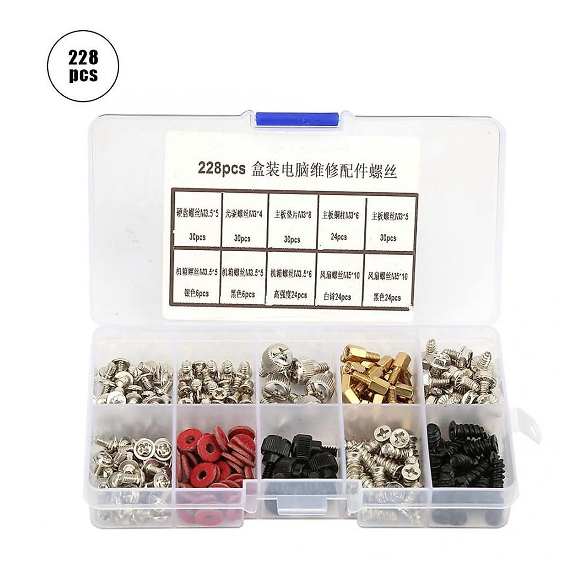 Screw 228Pcs Motherboard Screws for Laptop Hard Disk Screw for PC Assortment Kit DIY Repair Tool with Case Computer Screws tornillos Easy to Install