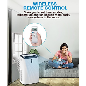 Joy Pebble Portable Air Conditioner 14000 BTU,Portable AC Unit for Room Cools up to 700 Sq.ft,Air Conditioner Portable 3-IN-ONE for Cooling,Dehumidifier&Fan,24Hrs Timer,3 Fan Speed