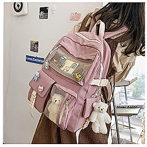 Dearsee Kawaii Backpack with Pins and Accessories, Cute Aesthetic Backpack Aesthetic