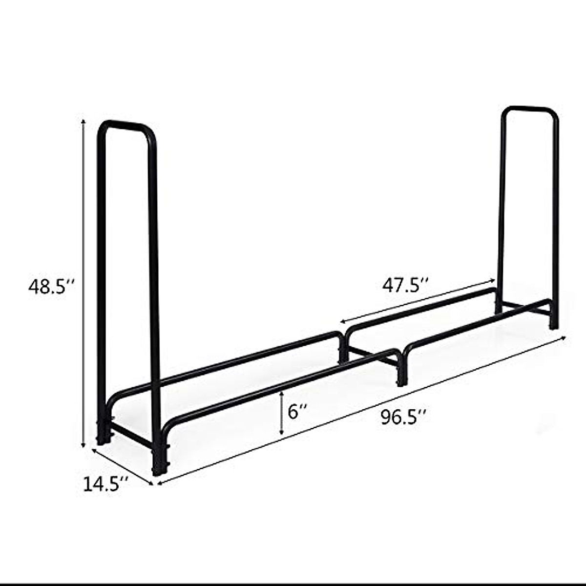 Goplus 8ft Firewood Log Rack, Outdoor Heavy-Duty Firewood Storage Holder w/Sturdy Steel Tubular Frame, Easy Assembly Rustproof Fireplace Wood Stacker for Fireplace, Patio, Deck, Fire Pit, 8ft Black