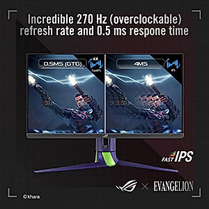 ASUS ROG Strix 27” 1440P EVA Edition HDR Gaming Monitor (XG27AQM-G) - QHD (2560 x 1440), Fast IPS, 270Hz, 0.5ms, Extreme Low Motion Blur Sync, G-SYNC Compatible, Eye Care, DisplayPort, HDMI, USB,BLACK