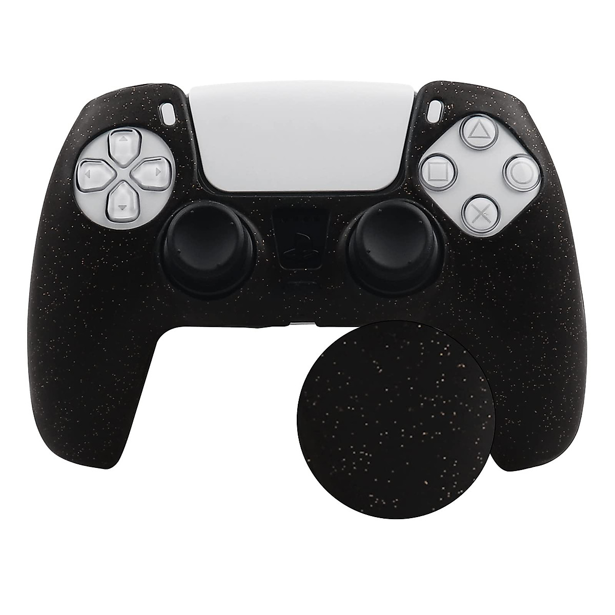RALAN Controller Skin for PS5 Glitter Anti-Slip Silicone Cover Protector Case Compatible with PS5 Wireless/Wired Gamepad Controller with 4 Cat Paw Thumb Grip Caps & Black Pro Thumb Grip x 8.