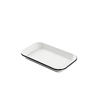 Tablecraft Sheet pan Server, 1/8 Size, Creamy White with Black Rim, 10x6x1.125