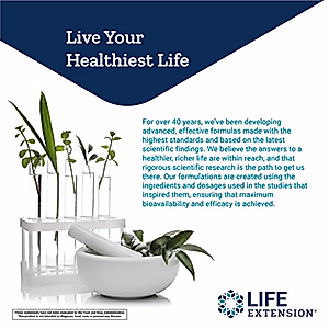 Life Extension Benfotiamine with Thiamine, 100 mg - Water & Fat Soluble Vitamin B1 Supplement For Glucose Blood Sugar Level and Nerve Health Support - Gluten-Free, Non-GMO, Vegetarian - 120 Capsules