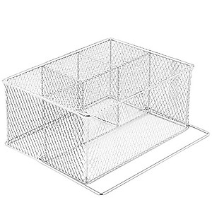 G.E.T. Enterprises WB-700 9.375" x 6.875, 4.5" Deep Mesh Wire Basket Caddy, Iron Chrome Plated, Chrome Silver