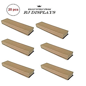 20 Brown Kraft Cotton Boxes Jewelry Bracelet, Watches, Necklace and Anklet Gift Displays 8" x 2"