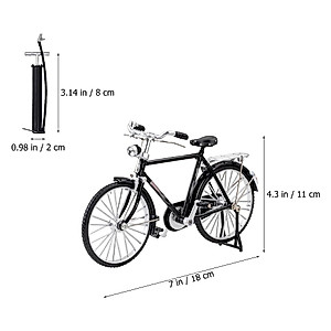 HOMSFOU Alloy Mini Bicycle with Inflator: Miniature Bike 1: 10 Bike Model Alloy Bike Miniature Bike Toy Finger Bike for Collections Bookshelf Decor