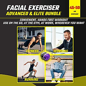 Jawzrsize Pop N Go and Custom Fit Jaw Enhancer Bundles- Jaw, Face, and Neck Exerciser and Toner (Custom Fit Advanced & Elite Bundle, Purple & Green)