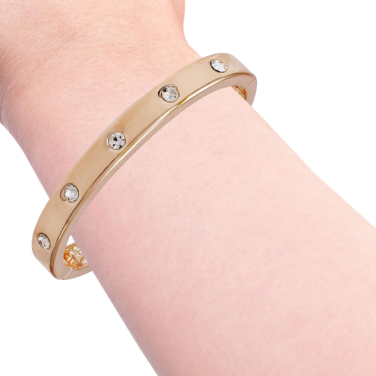 Guess Narrow Hinge with Crystal Rose Gold Bangle Bracelet