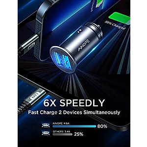 AINOPE iPhone Car Charger [Apple MFi Certified] 24W USB Car Charger Adapter Fast Charging Cigarette Lighter USB Charger with Lightning Cable for Apple iPhone 13/12 Mini/11/Xs/XR/X/8 Plus/7/6s/5/iPad