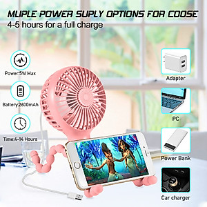 scurry Stroller Fan Upgraded Portable Fan Versatile Fan Personal Desk Fan USB Rechargeable Fan with LED Light and Aromatherapy Flexible Tripod Design Handheld Fan 3 Speeds Baby Fan for Stroller（Pink）