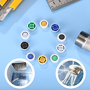 10 Pieces Shower Head Restrictor Water Flow Restrictor 1.5/1.8/2.0/2.5/3.0 GPM Shower Flow Reducer Shower Head Limiter Set for Water Saving Fixed Shower Head or Handheld Shower (14.3 x 13.85 x 5.2 mm)