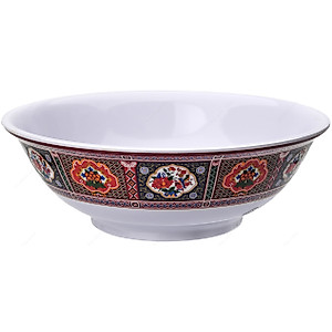 Melamine Oriental Pho Noodle Soup Bowl, 52 Ounce, Peacock Design, Set of 6