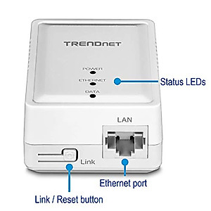 TRENDnet Powerline 500 AV Nano Adapter, TPL-406E, Includes 1 x TPL-406E Adapter, Cross Compatible with Powerline 600/500/200,Windows 10, 8.1, 8, 7, Vista, XP, Ethernet Port, Plug & Play Install White