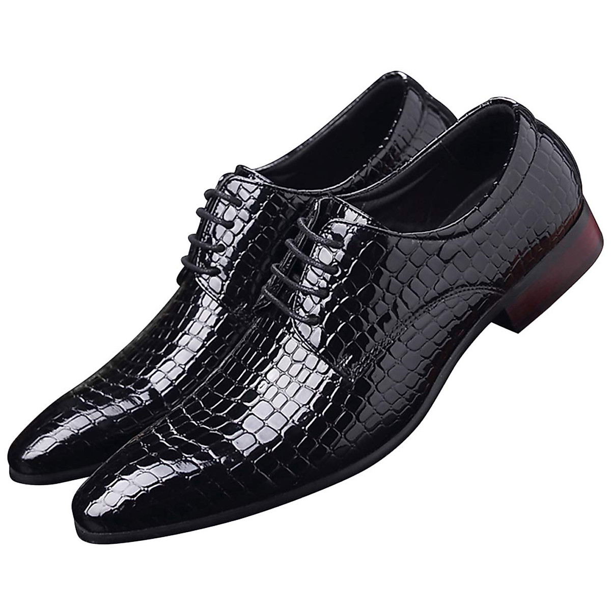 Men's Dress Oxford Shoes Alligator Patent Leather Wedding Prom Formal Black Dress Casual Shoes for Men 11 US