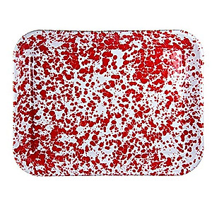 Golden Rabbit Enamelware - Red Swirl Pattern - Set of 2 - Quarter Sheet Trays