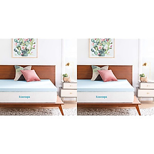 Linenspa 3 Inch Memory Foam Mattress Topper, Gel Infused Full Mattress Topper, CertiPUR-US Certified & 3 Inch Memory Foam Mattress Topper, Gel Infused Twin Mattress Topper, CertiPUR-US Certified