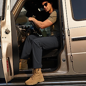 FREE SOLDIER Men's Water Resistant Pants Relaxed Fit Tactical Combat Army Cargo Work Pants with Multi Pocket (Classic Black Color 34W/32L)