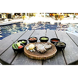 6 Pack Salsa Black Molcajete, Mexico Serving Dish, Chips, Sauce Cup, Side Dish, Snack, Dip, Nuts Candy for Taco Fiesta, Perfect for Parties, Events, or Any Use! (Black, 6 Pack)