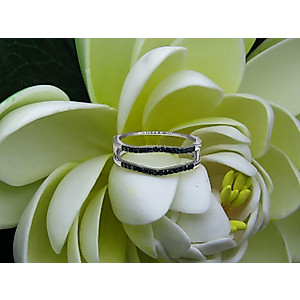 Dazzlingrock Collection Round Blue Diamond Wedding Enhancer Guard Ring for Women in 14K White Gold, Size 6