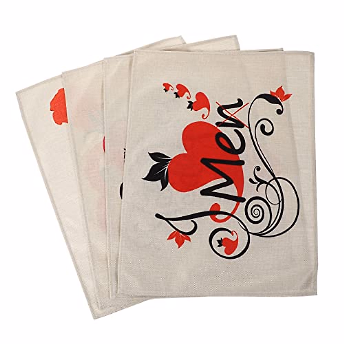 STOBOK 4pcs Valentine's Day Placemat Linen Placemats Embroidered Table Runner Table Placemats Burlap Kitchen Placemats Jute Placemats Linen Table Runner Household Placemat Dinnerware Mat