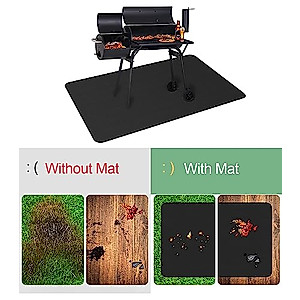 48 x 30 inch Under Grill Mats for Outdoor Grill, Deck and Patio Protector Mat, Double-Sided Fireproof Waterproof Oil-Proof BBQ Mat, Grill Floor Pads Fire Pit Mat Fireplace Mat (48X30 inch)